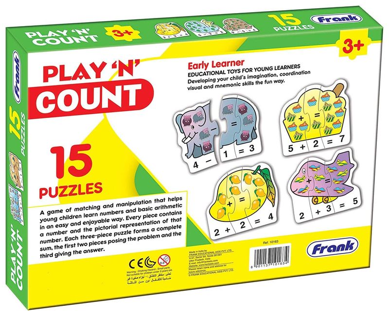 Frank Play ‘n’ Count Puzzle- (75 Pieces) 15 Self-Correcting 3 Pcs ...