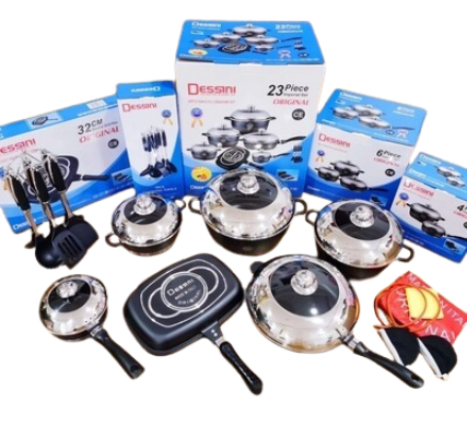 Dessini Regina 23 pcs die cast & non stick cookware set with double ...