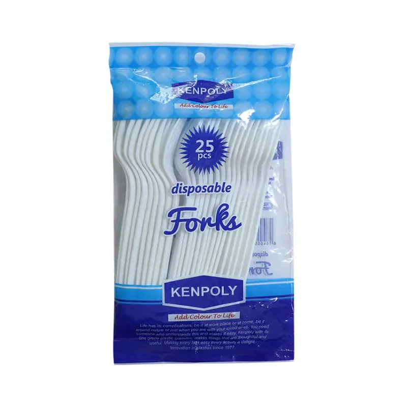 Kenpoly Disposable Plastic Forks - 25 Pieces Pack