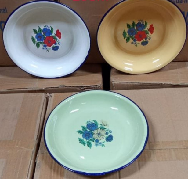 Sundabest 20cm Enamel School Plate with Floral Design (1335)