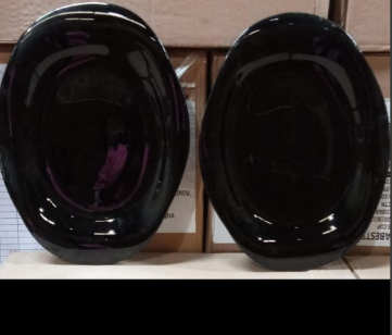 Sundabest 14-Inch Black Glass Serving Platter (9126)