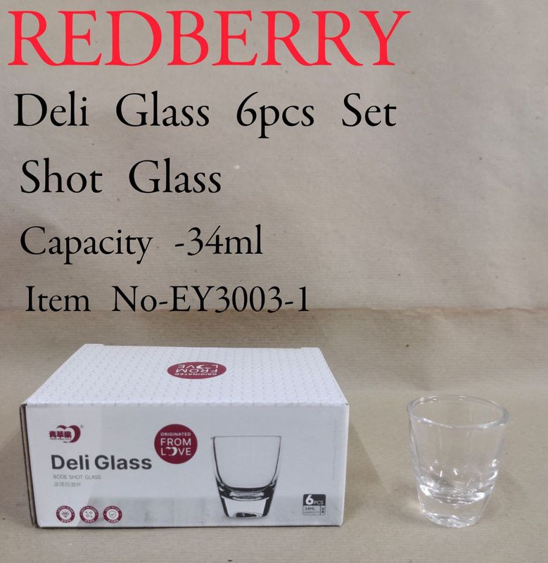 Deli Shot Glass -Clear Glass set of 6 EY 3003-1
