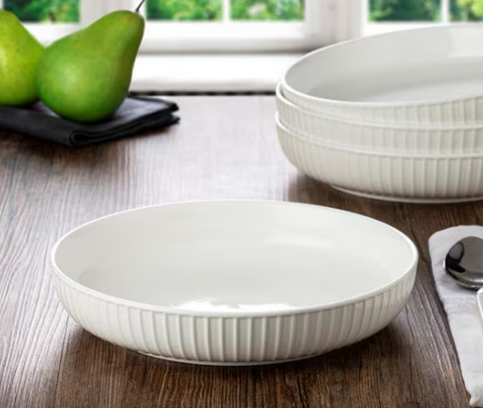 Sundabest White Ceramic Dinner Plates - 8" - Set of 6 (16232)