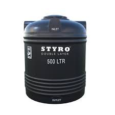 Styro Double Layer 500 Ltr Water Tank - Black
