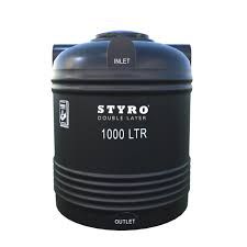 Styro Double Layer 1500 Ltr Water Tank - Black