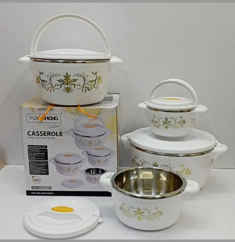 Sundabests 4-Piece Stainless Steel Casserole Set, 1000-6000ml (1844)