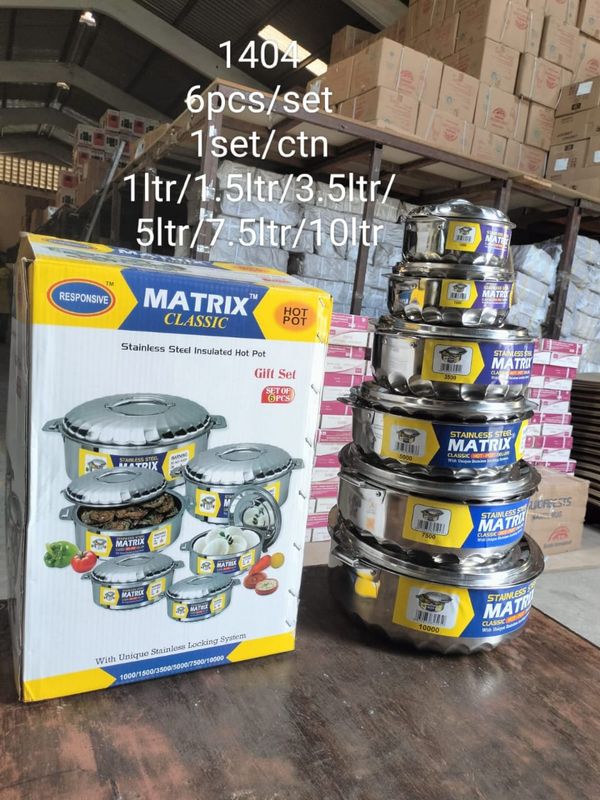 Matrix Classic Stainless Steel Hot Pot Set, 6 Pieces(1ltr-10ltr) 1404