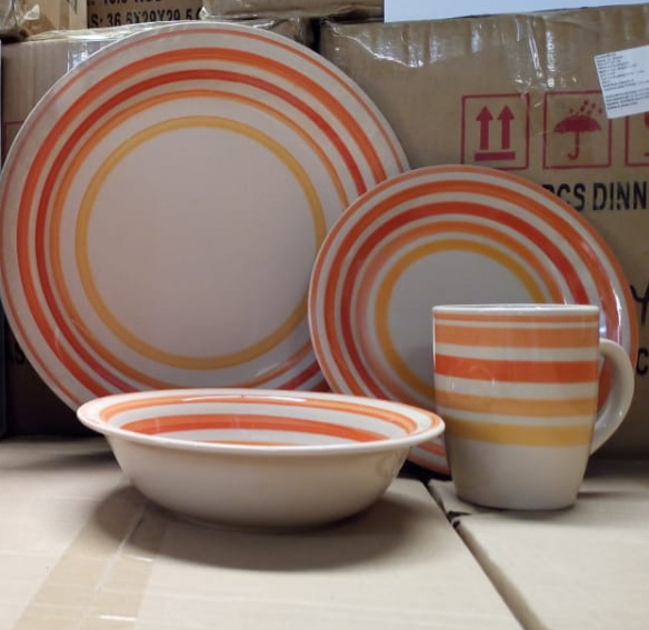 Sunset Stripe Ceramic Dinnerware Set - 16 Pieces (3053)