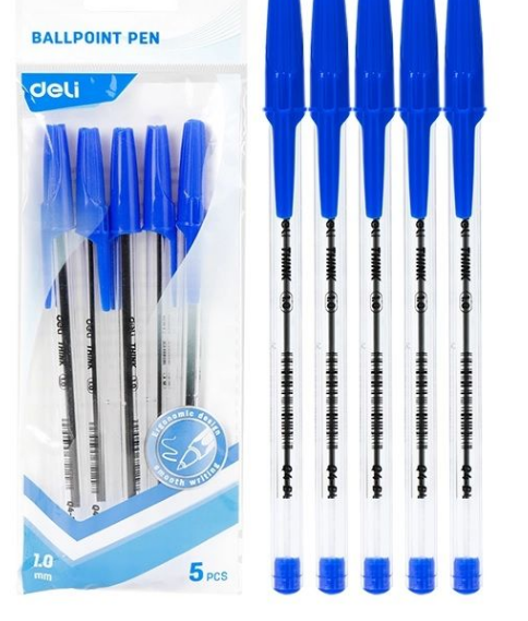 DELI Q4-MT-BL CRYSTAL BIROS 1.0MM - POLYPACK OF 5PCS/COLOUR - BLUE