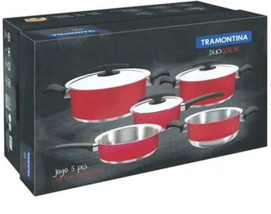 Tramontina 5-Piece Duo Color Stainless Steel Cookware Set - Red
