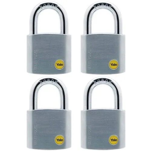 Yale PL-Y120/50/127/4 50mm 4 pcs brass padlock, 3 keys Body Keyed ...