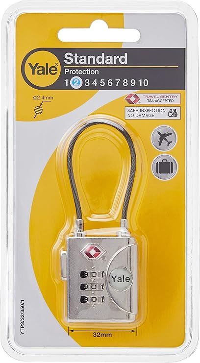 Yale YP2/23/128/1G Solid Metal Body Travel Lock Grey