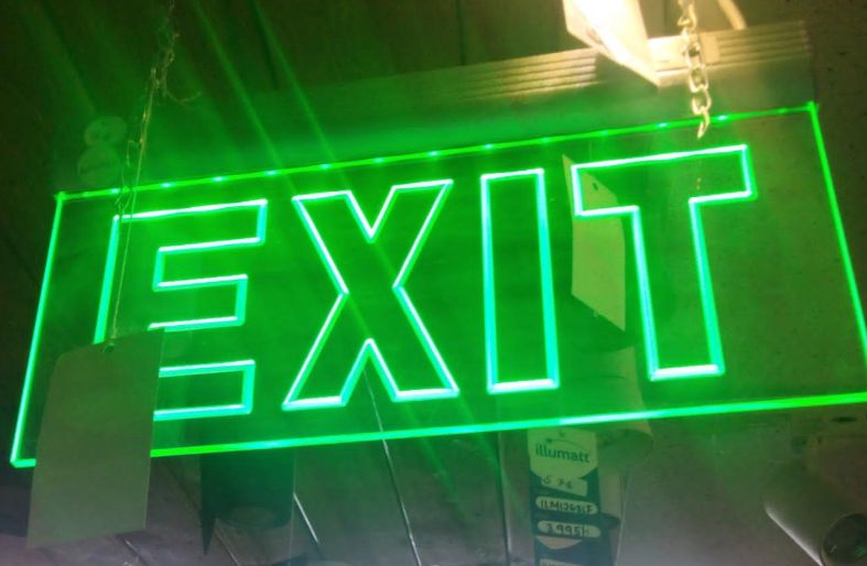 Suspended LED Exit Sign with Left/Right Arrow (ILM0590LF) emergency light