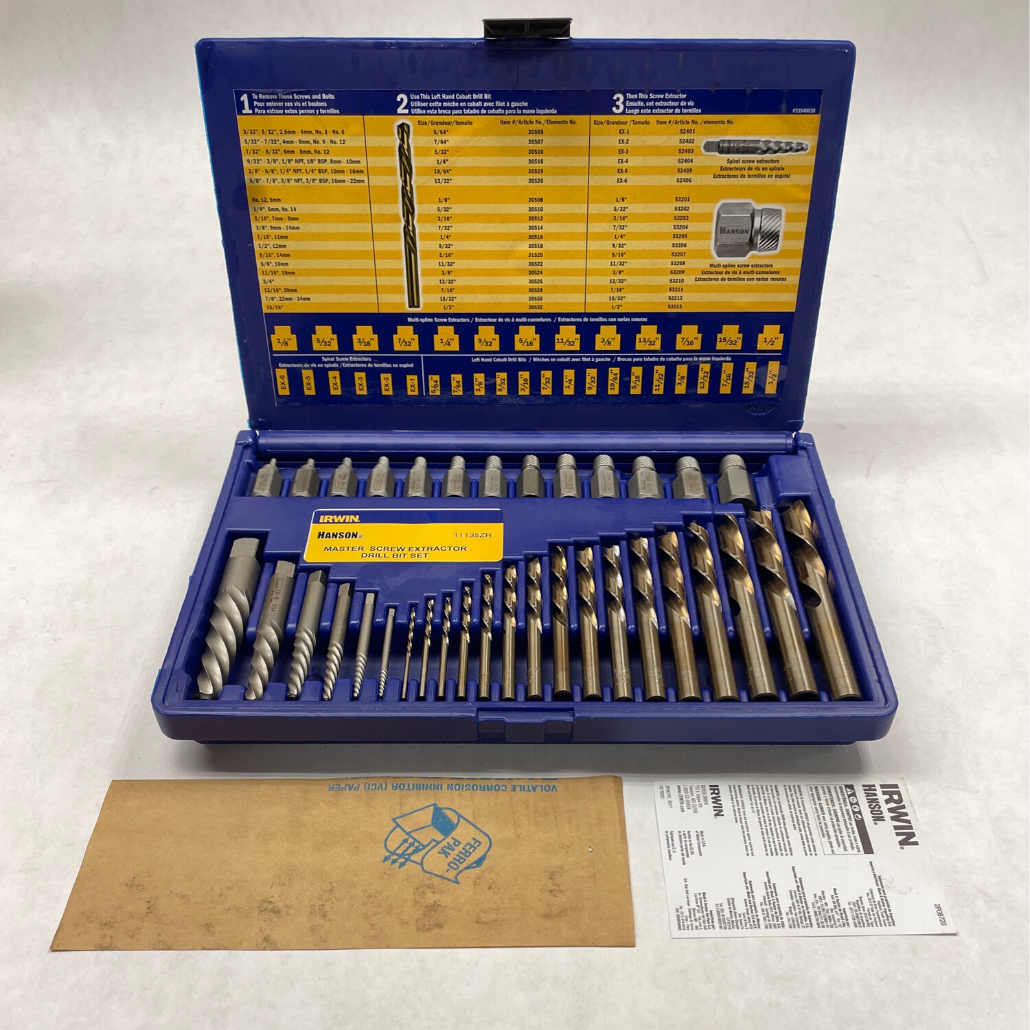 New Irwin Hanson 35pc Master Screw Extractor/ Drill Bit Set, 11135ZR ...