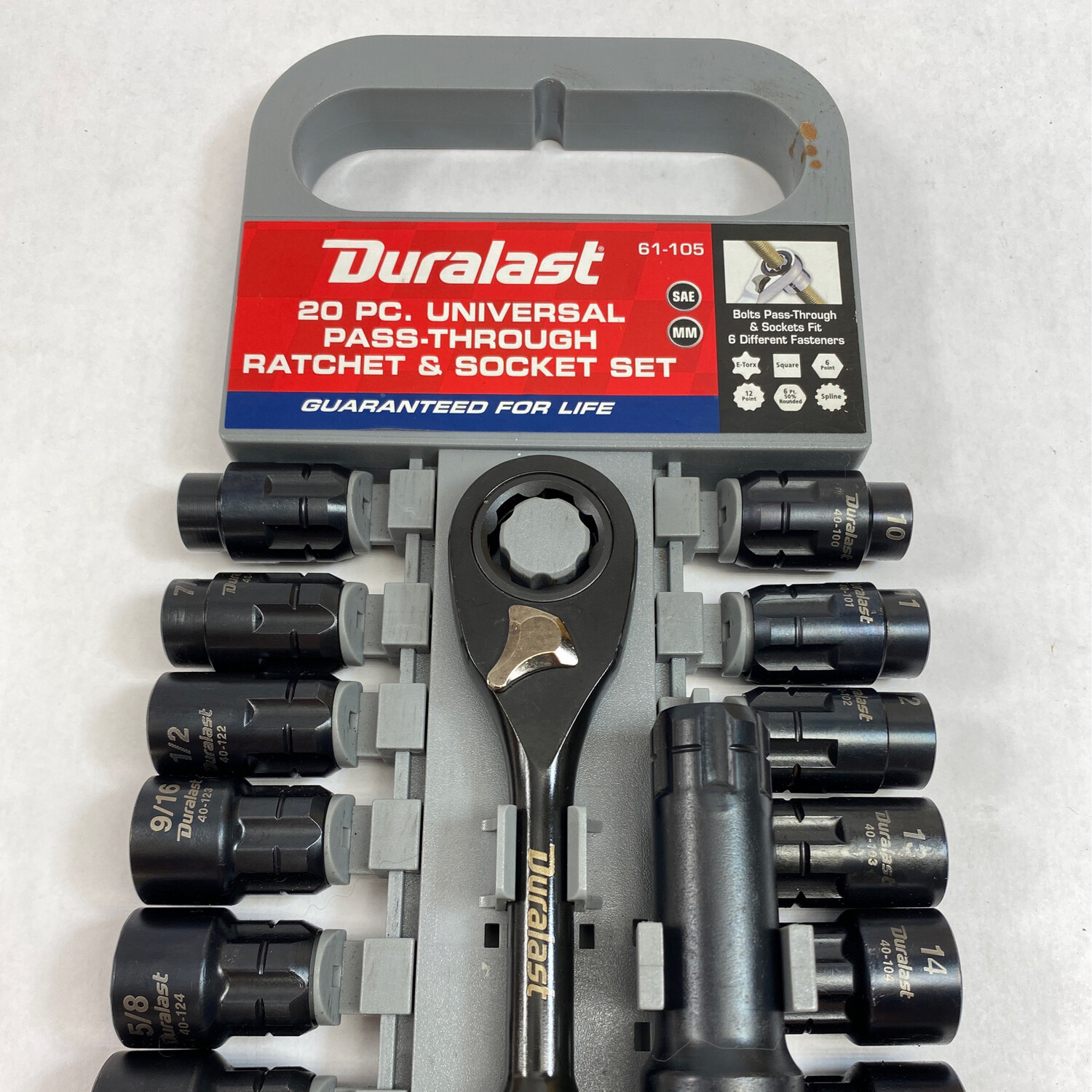 Duralast 20 Pc Universal Pass Through Ratchet & Socket Set, 61-105 ...