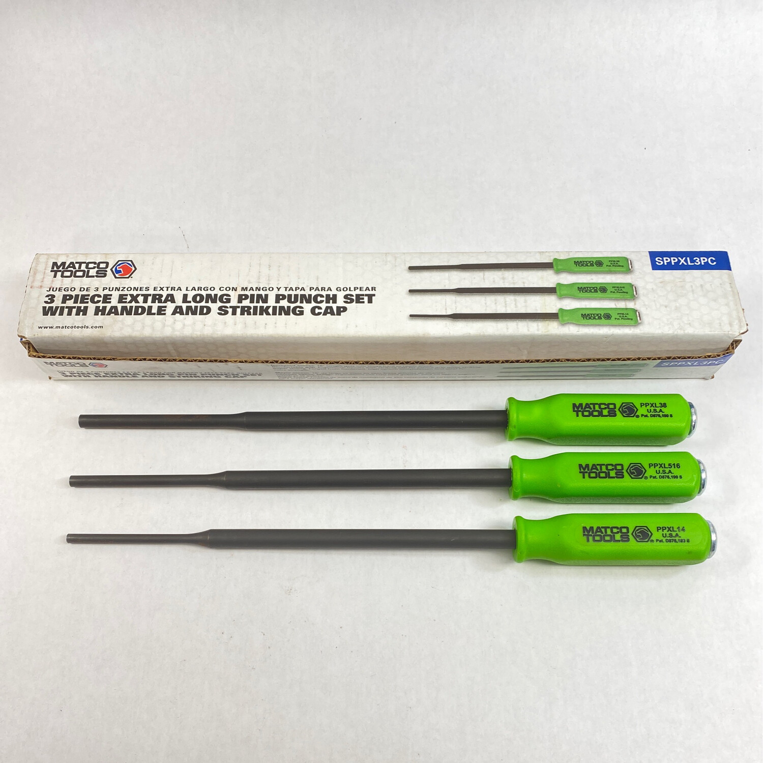 Matco Tools 3 Pc. Extra Long Pin Punch Set With Handle And Striking Cap ...