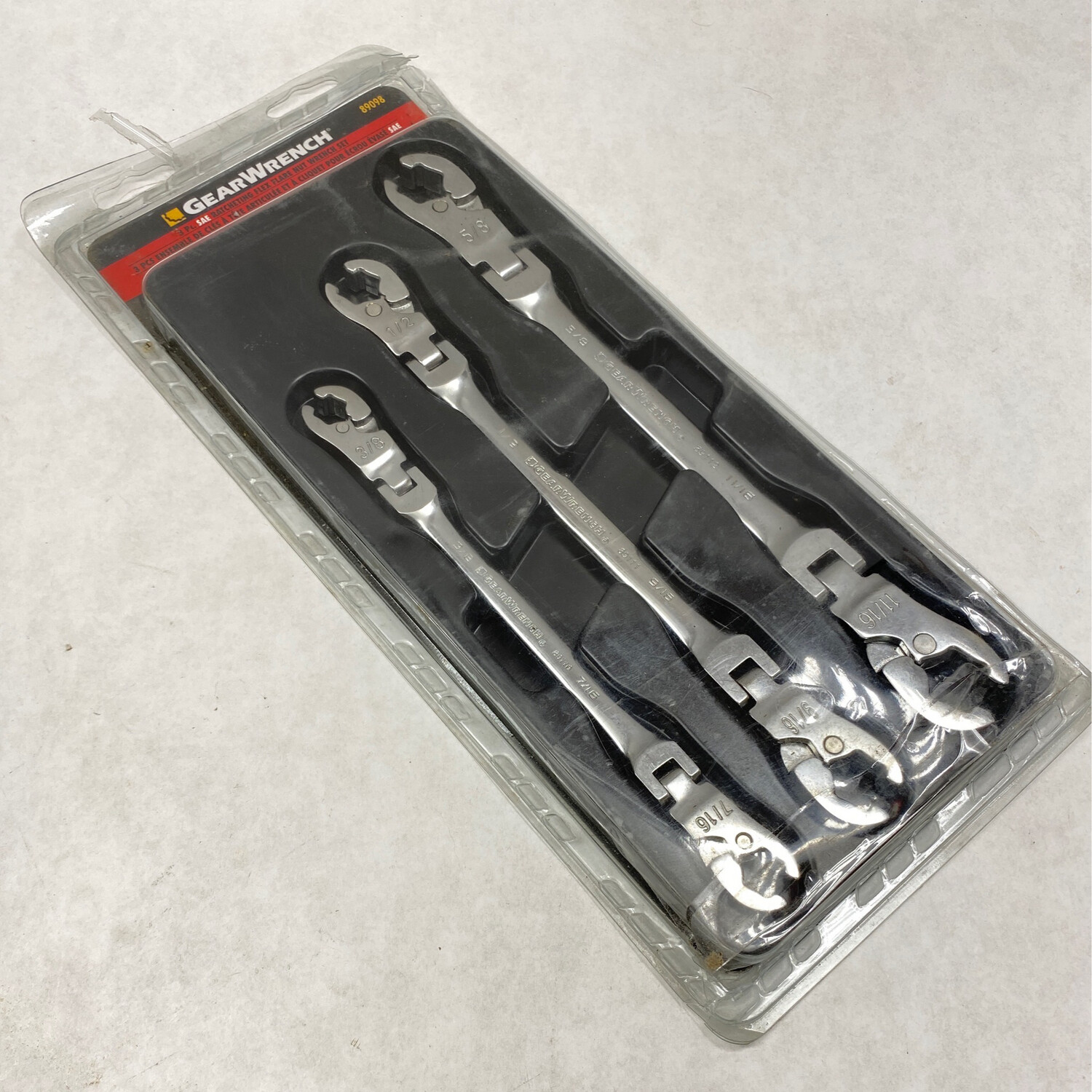 Gearwrench 3 Pc Ratcheting Flex Head Flare Nut Wrench Set 89098