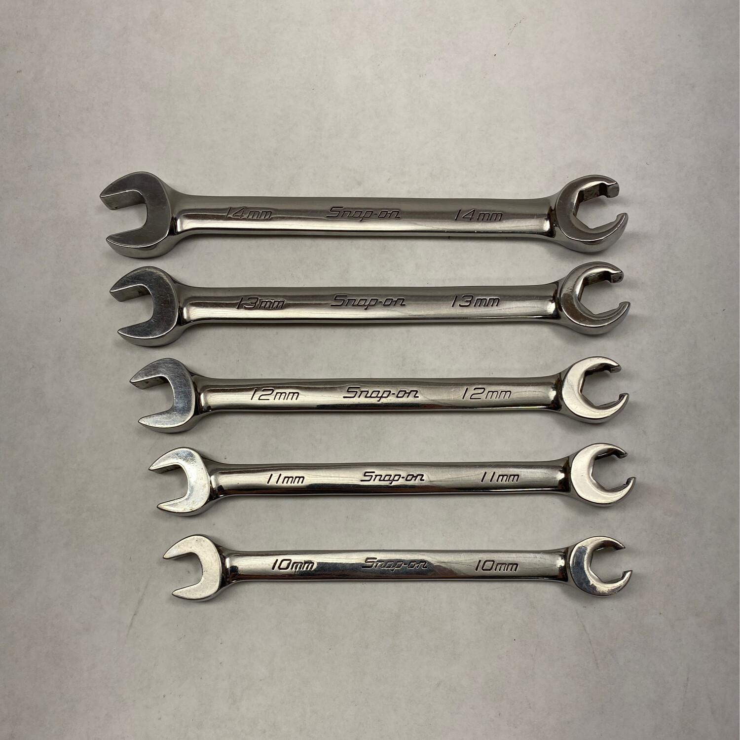 Snap On 5 Pc. 6-Point Metric Open-End/ Flare Nut Wrench Set (10-14 mm ...