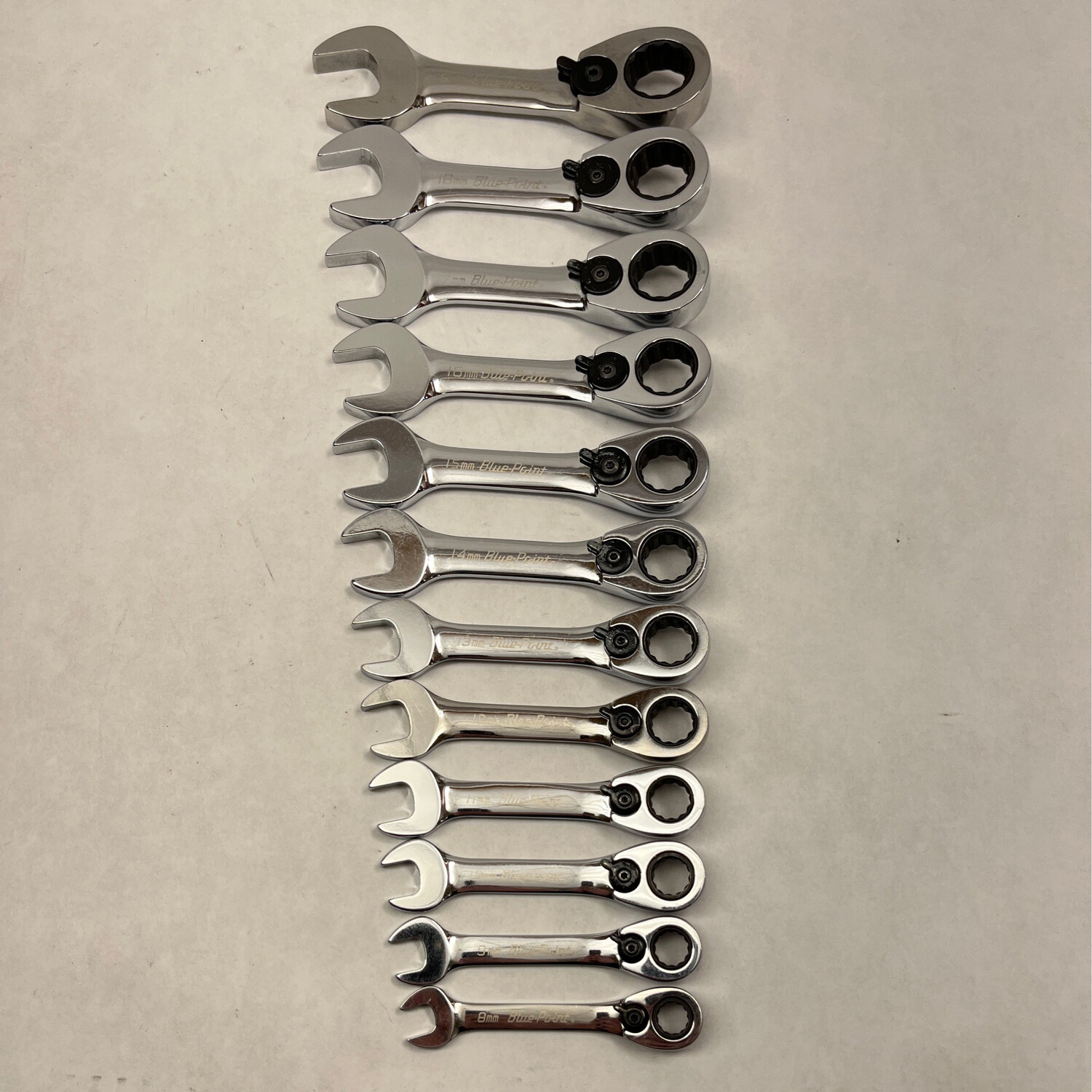 Blue Point 12 Pc. Metric 15° Offset Short Ratcheting Combination Wrench ...