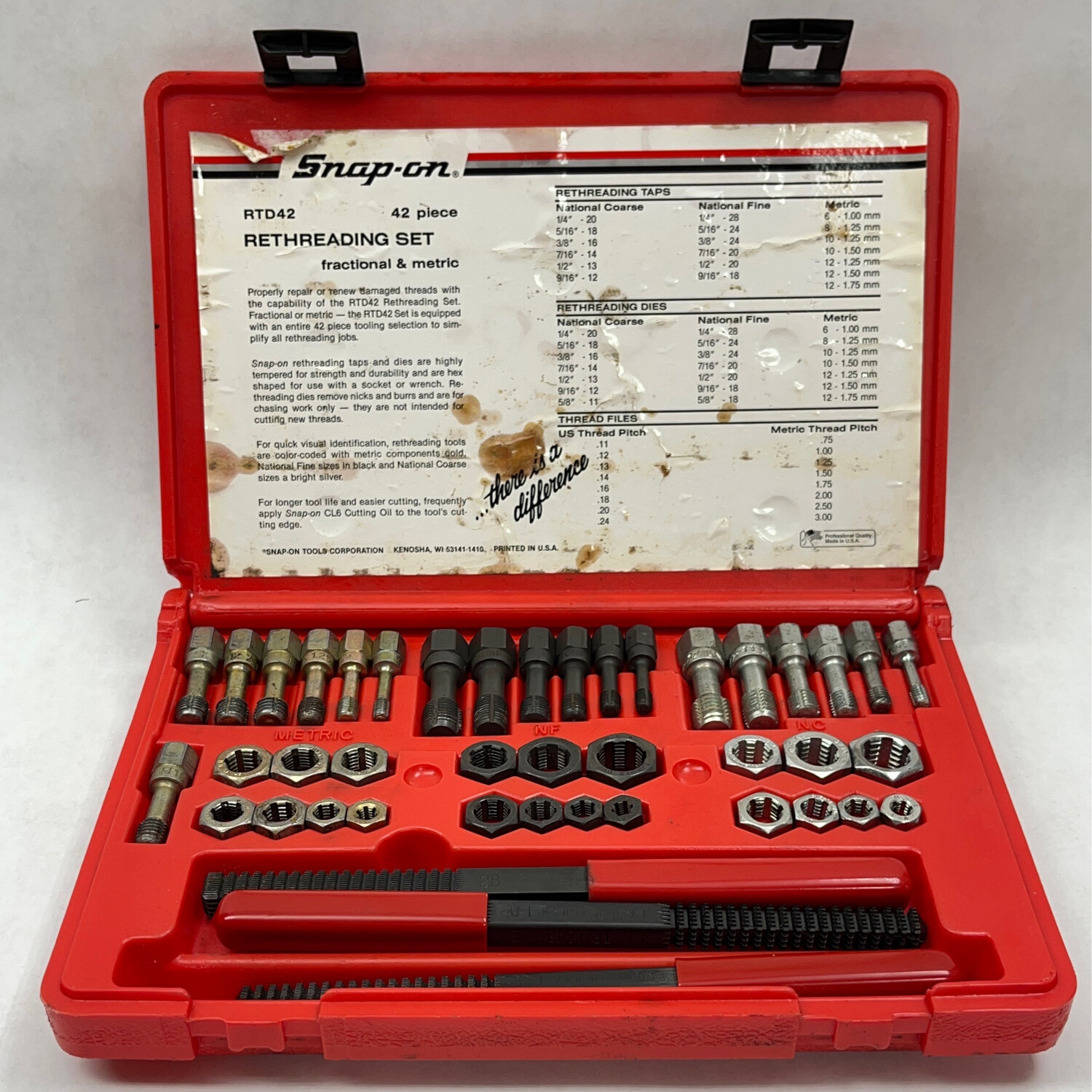 Snap On 42 Pc. Fractional & Metric Rethreading Set, RTD42 - Shop - Tool ...