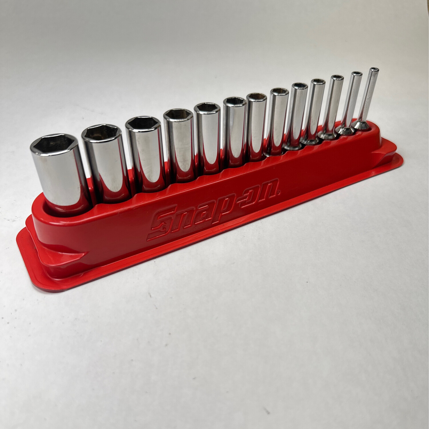 Snap On 13 pc 1/4" Drive 6-Point SAE Flank Drive® Xtra Deep Socket Set ...