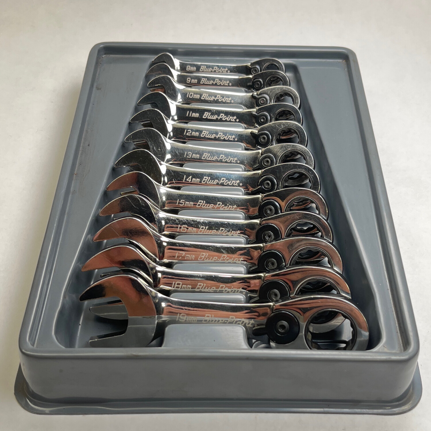 Blue-Point 12 pc Metric 15° Offset Short Ratcheting Combination Wrench ...