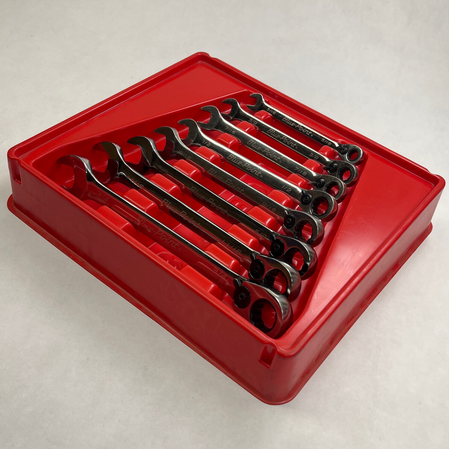 Blue-Point 8 pc 12-Point SAE 15° Offset Ratcheting Box/ Open-End Wrench ...