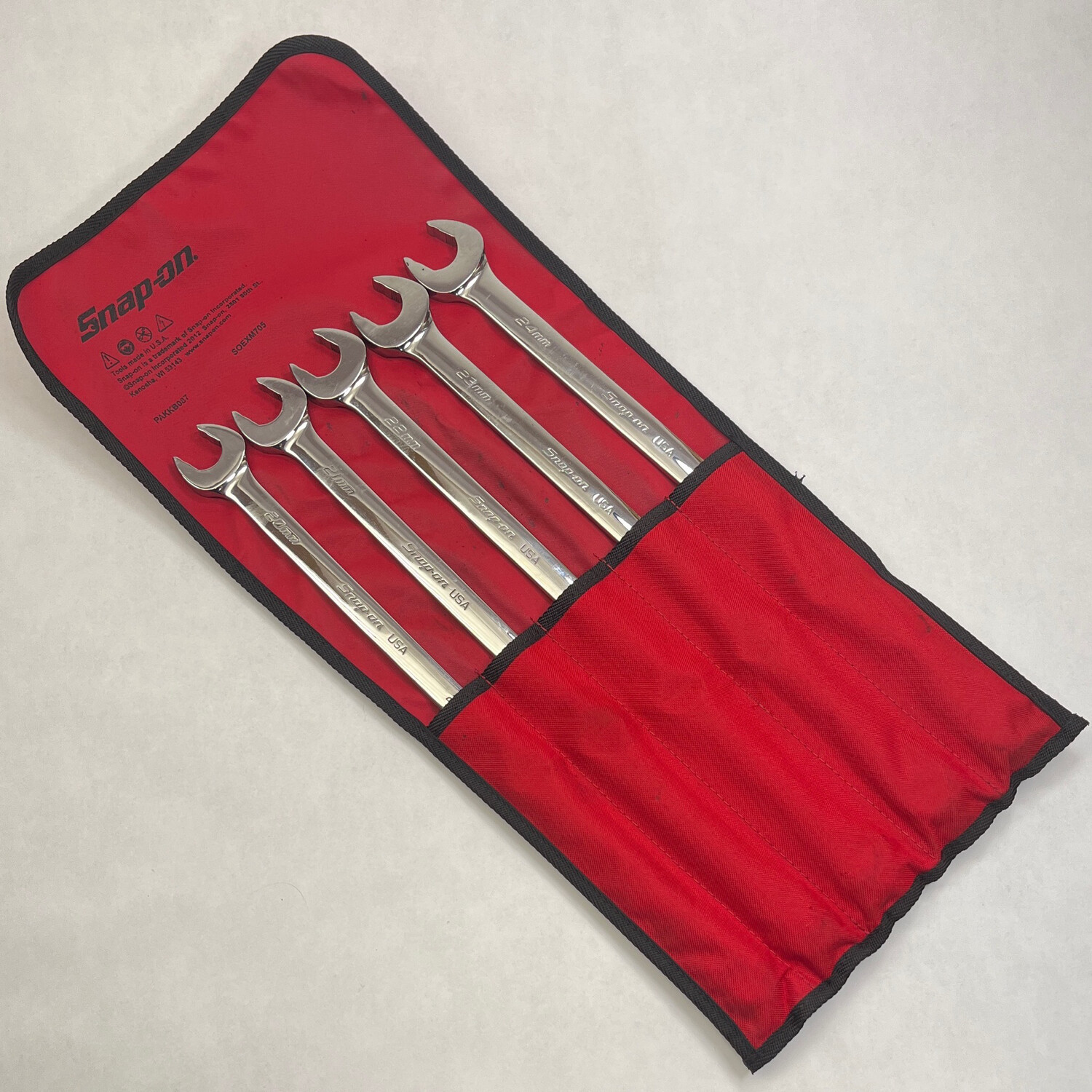 Snap On 5 pc 12-Point Metric Flank Drive Plus Combination Wrench Set ...