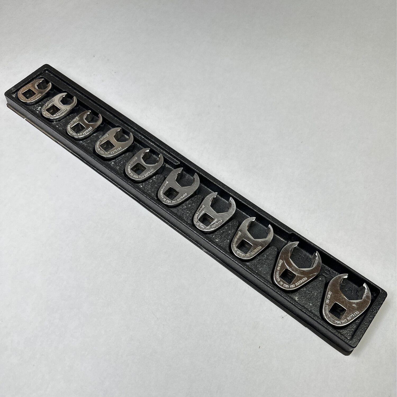 Snap On 10 pc 3/8" Drive 6-Point Metric Flare Nut Crowfoot Wrench Set ...