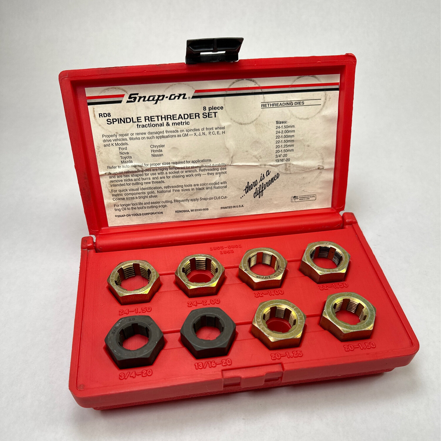 Snap On 8 pc Spindle Rethreading Set, RD8 - Shop - Tool Swapper