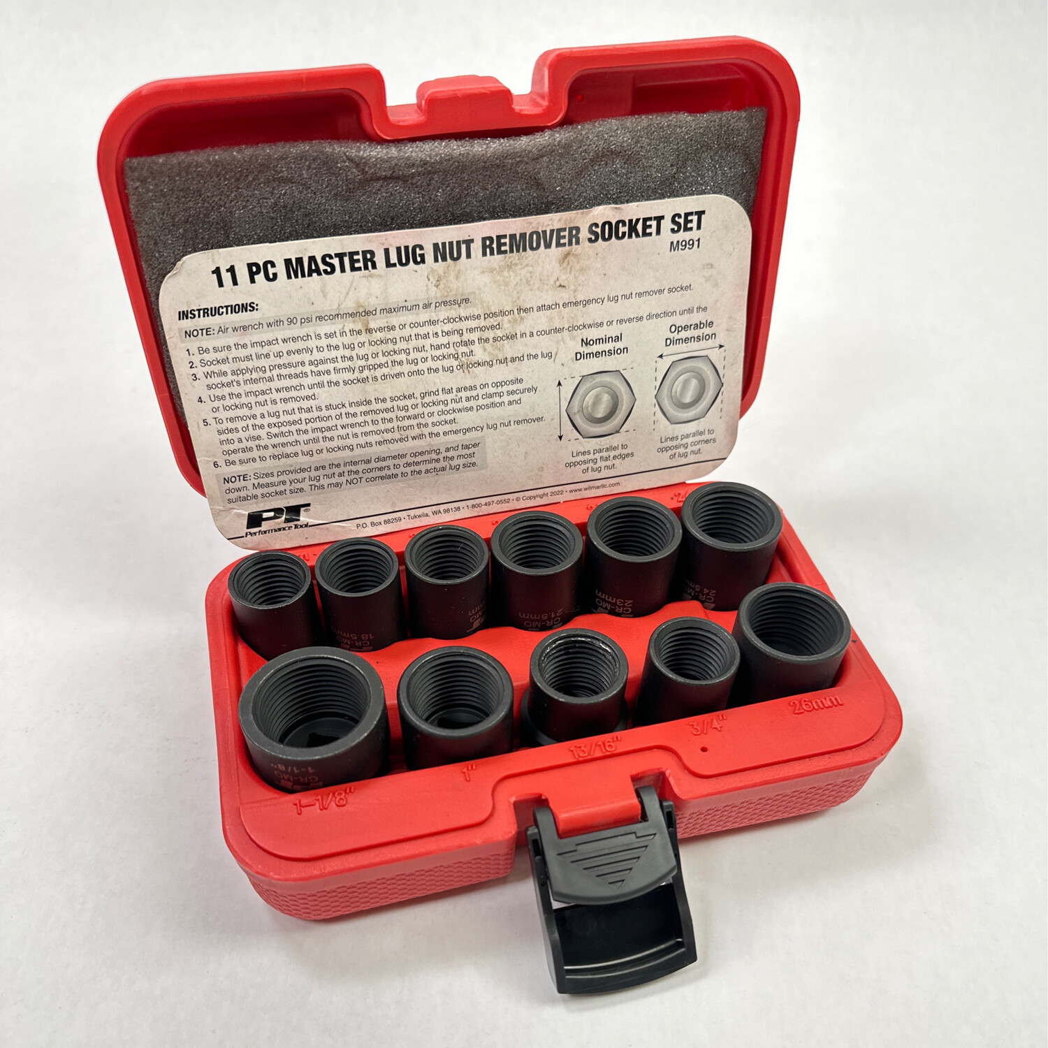 Performance Tool 11pc Lug Nut Remover Set, M991 - Shop - Tool Swapper