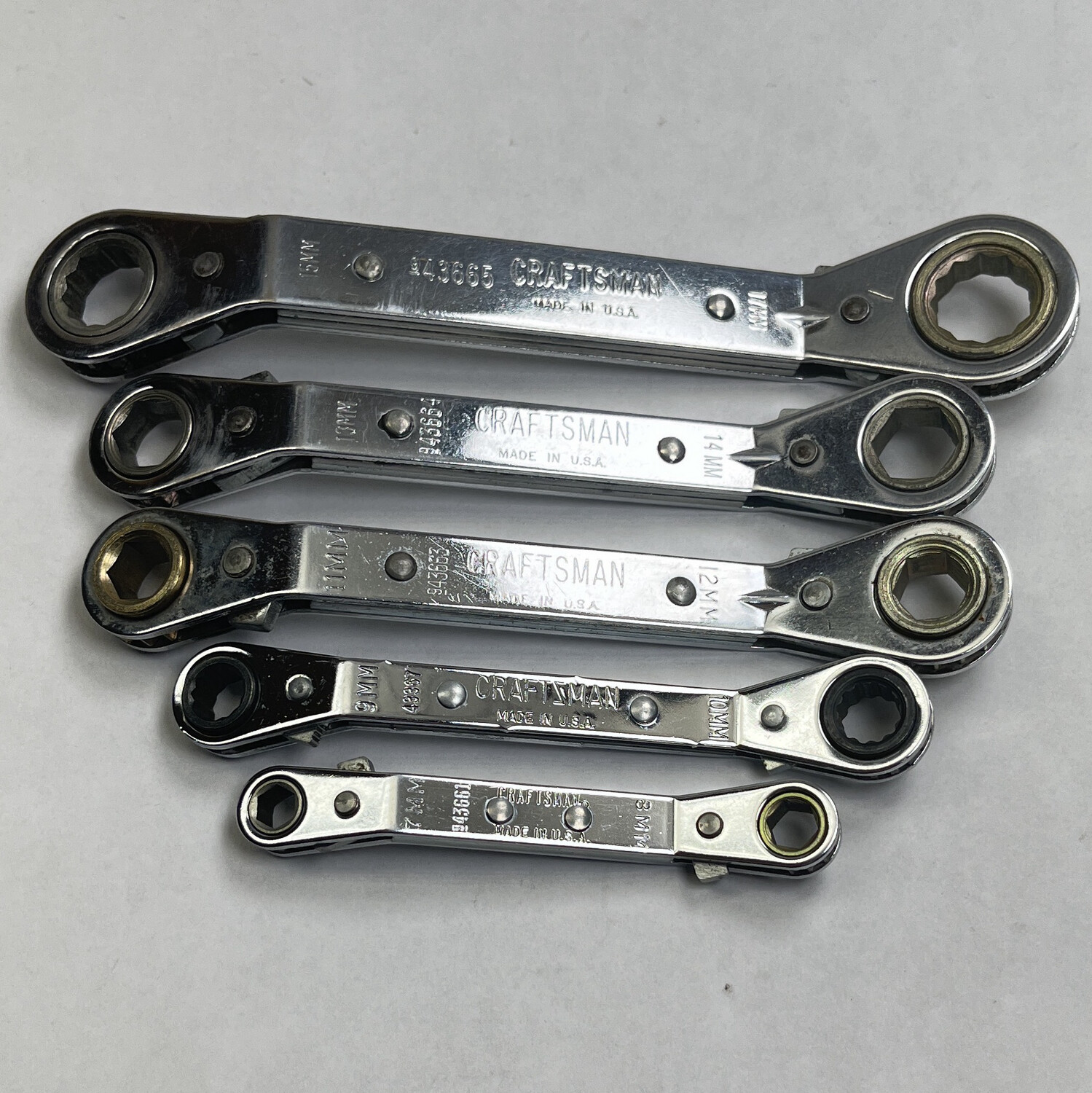 Craftsman USA 5pc Metric 6pt&12pt Reversible Offset Ratchet Wrench Set ...