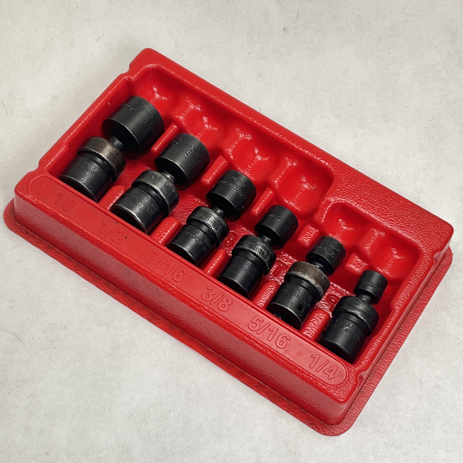 Snap On 6 pc 1/4" Drive 6-Point SAE Flank Drive Shallow Impact Swivel ...