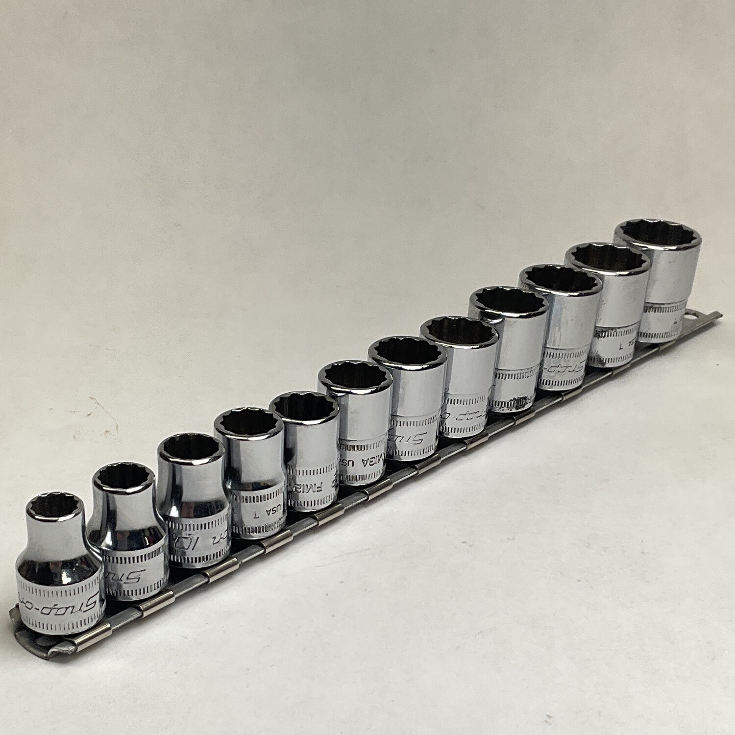 Snap On 12 pc 3/8" Drive 12-Point Metric Flank Drive Shallow Socket Set ...