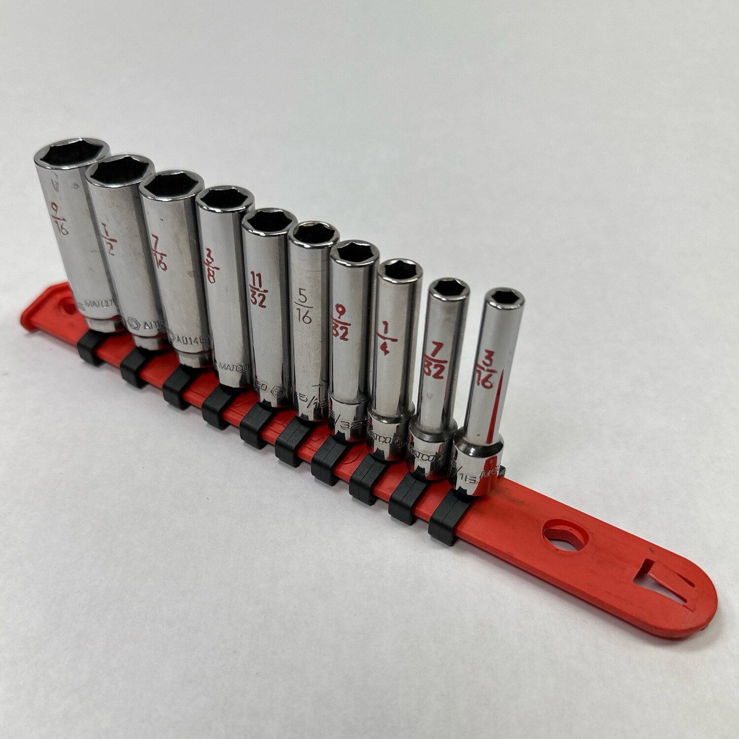 Matco 1/4" Drive 10pc SAE 6 Point Deep Chrome Socket Set, SAD106TA ...