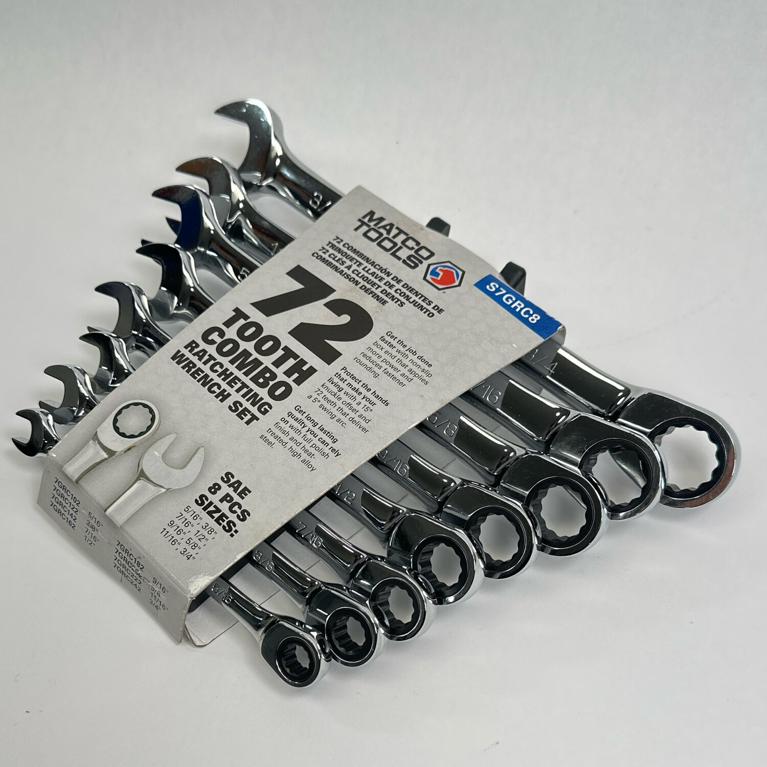 Matco 8pc SAE 72 Tooth Combo Ratcheting Wrench Set, S7GRC8 - Shop ...