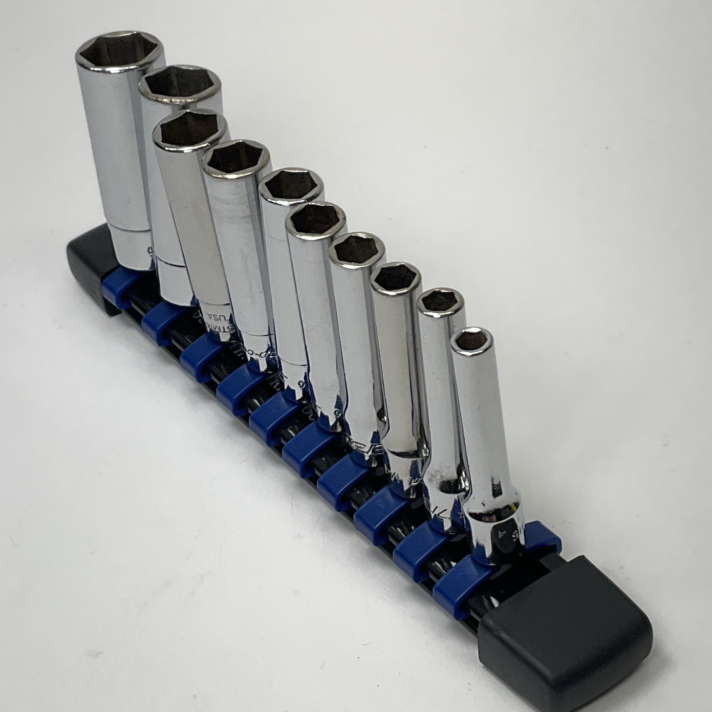 Snap On 10 pc 1/4" Drive 6-Point SAE Flank Drive Deep Socket Set (3/16 ...