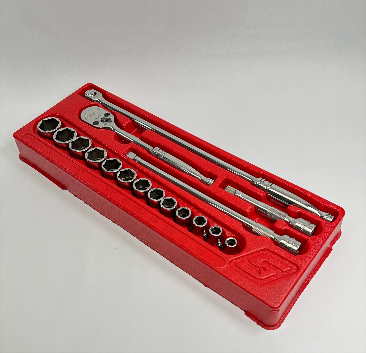 Snap On 17 pc 1/2" Drive 12-Point SAE General Service Socket Set ...