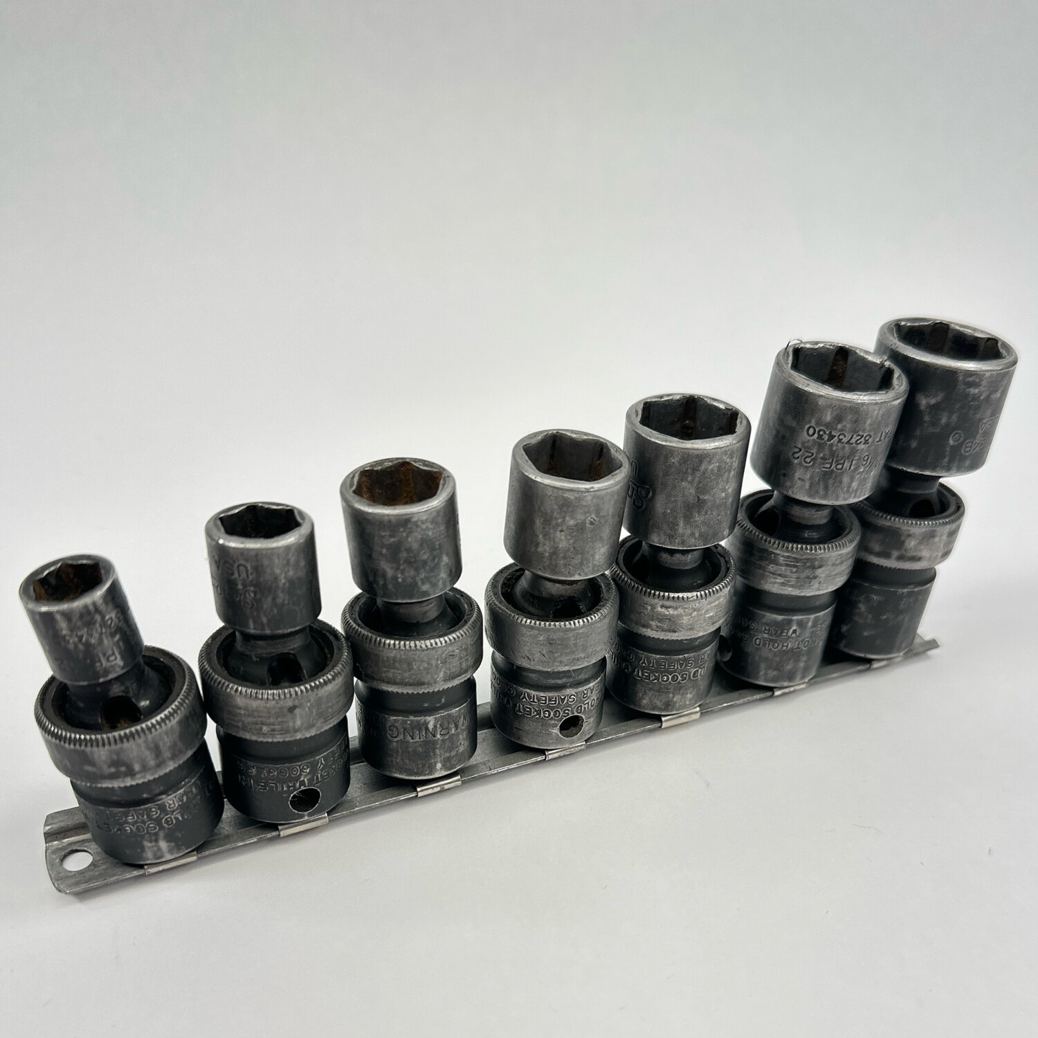 Snap On 7pc 3/8" Drive 6-Point SAE Shallow Impact Swivel Socket Set (3/ ...