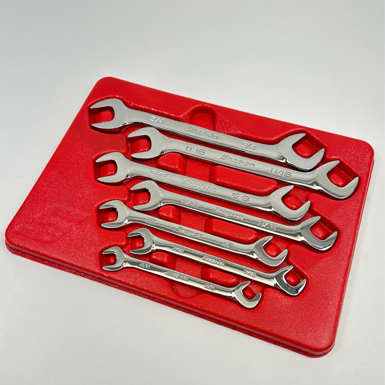 Snap On 7 pc SAE Four-Way Angle Head Open-End Wrench Set (3/8–3/4 ...