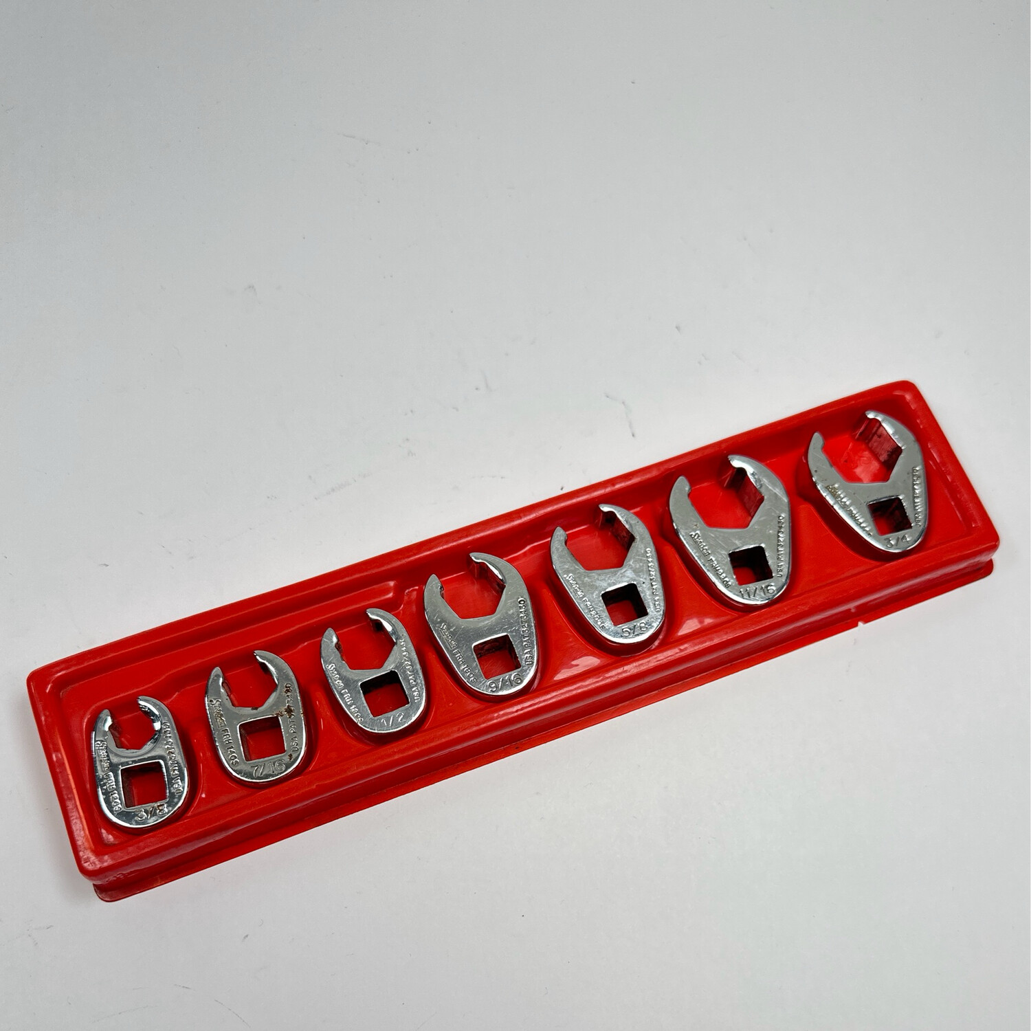 Snap On 7 pc 3/8" Drive 6-Point SAE Flare Nut Crowfoot Wrench Set (3/8 ...