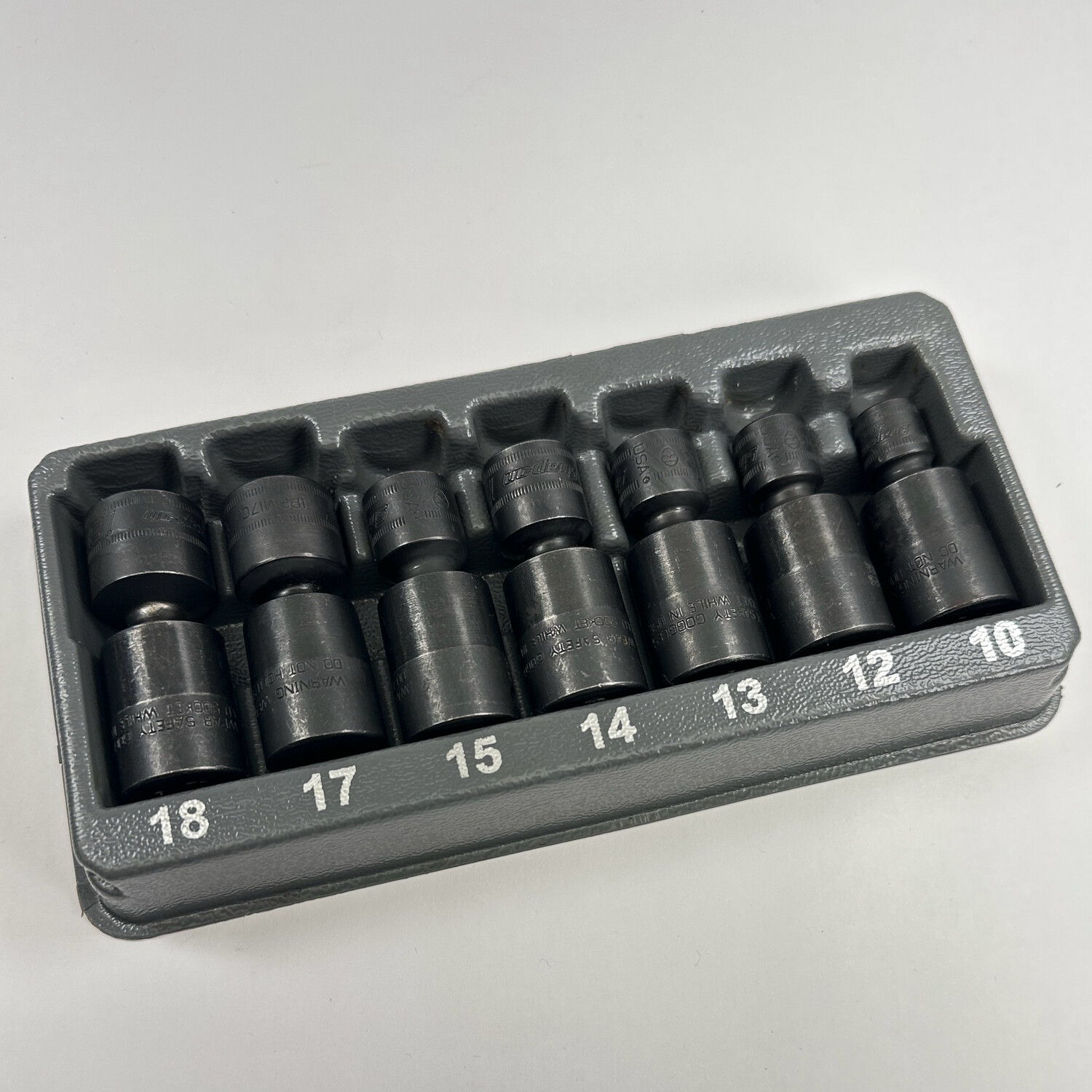 Snap On 7 pc 3/8" Drive 6-Point Metric Flank Drive® Shallow Impact ...