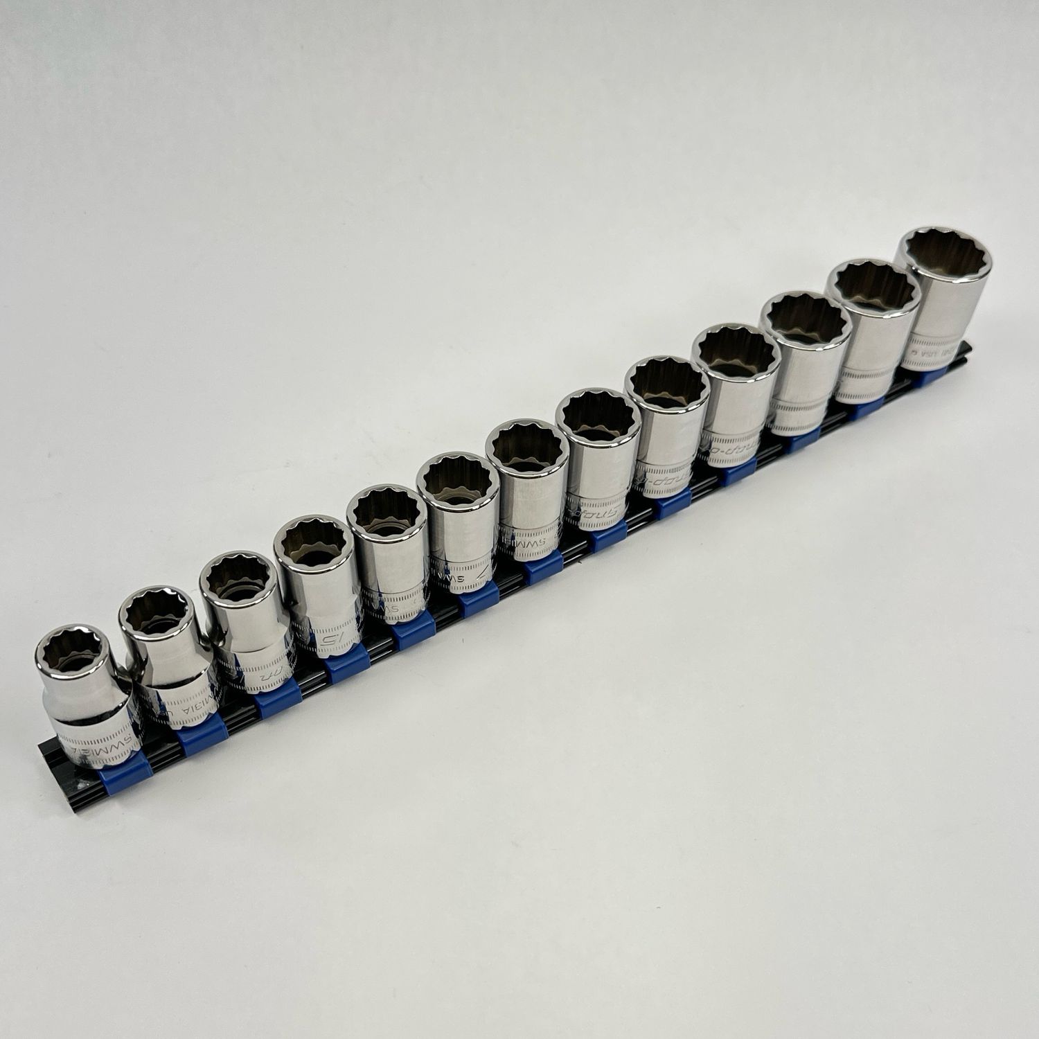 Snap On 13 pc 1/2" Drive 12-Point Metric Flank Drive® Shallow Socket Set (12-24 mm), 313SWMYA ...