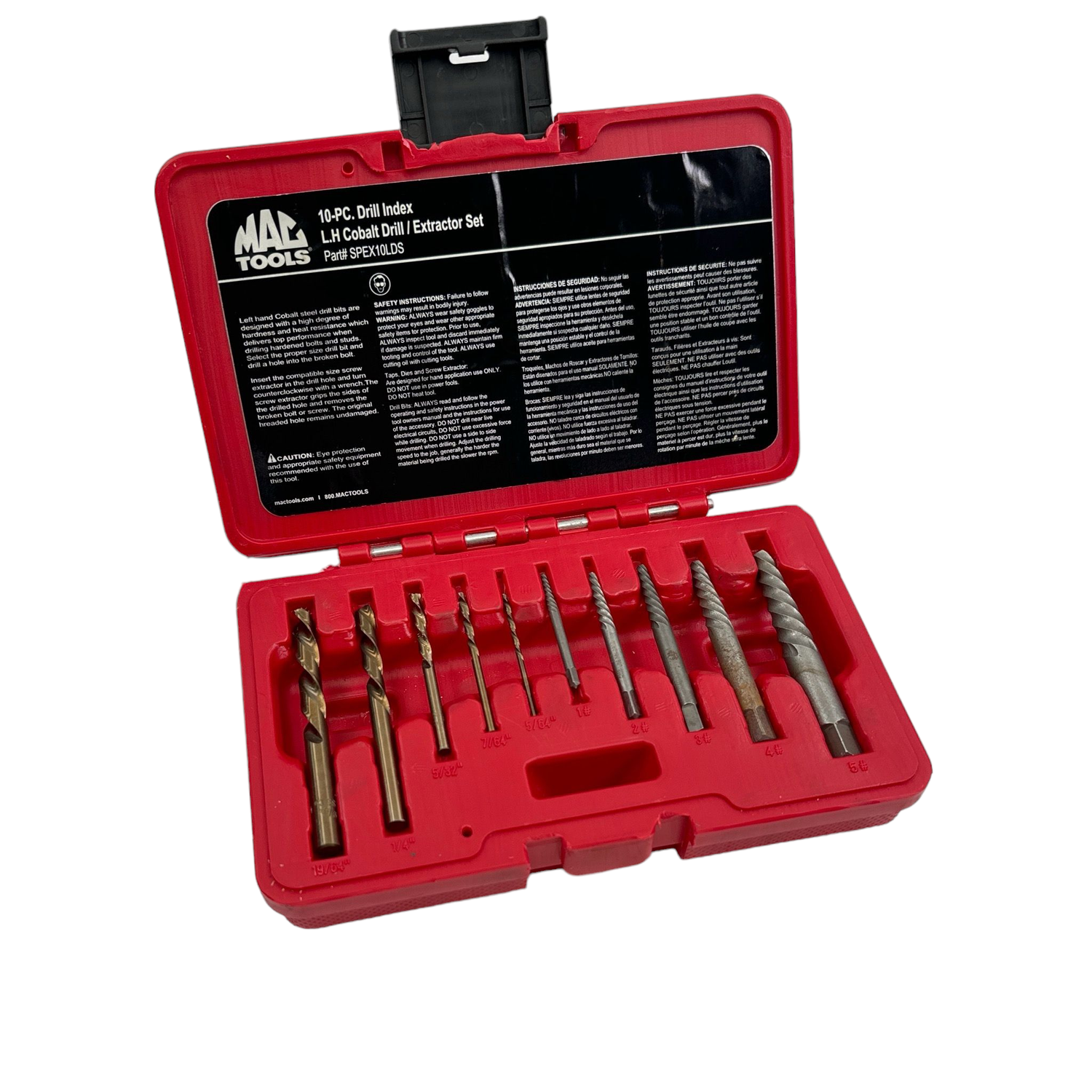 MAC Tools 10pc Left Hand Cobalt Drill & Extractor Set, SPEX10LDS - Shop - Tool Swapper