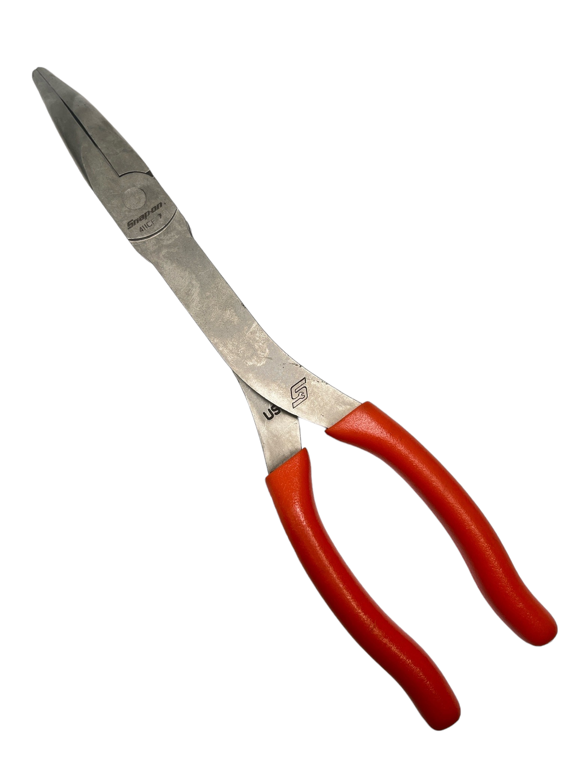 Snap On 11" Talon Grip Long-Neck 35° Bent Needle Nose Pliers (Orange ...