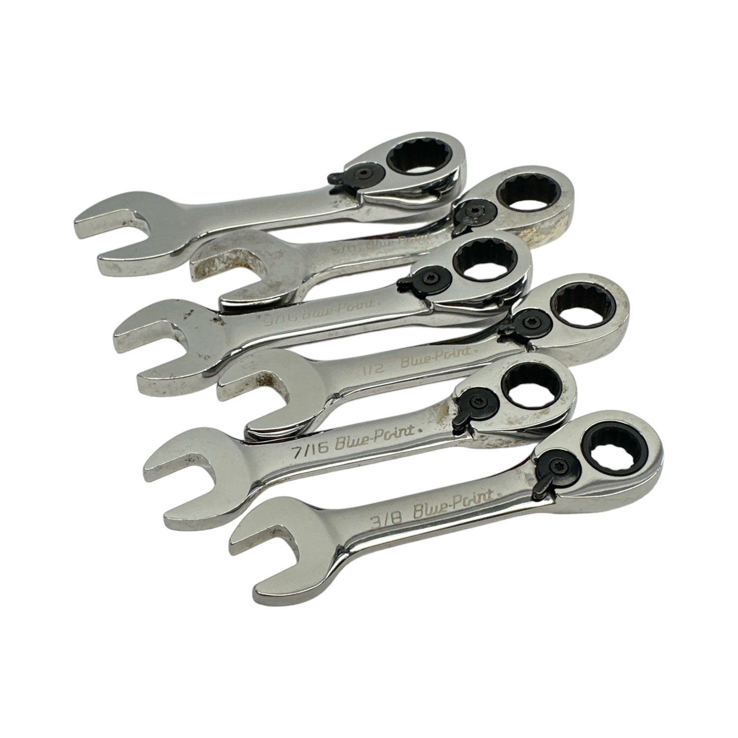 Blue Point 6pc 12-Point SAE Short 15° Offset Ratcheting Box/ Open-End ...
