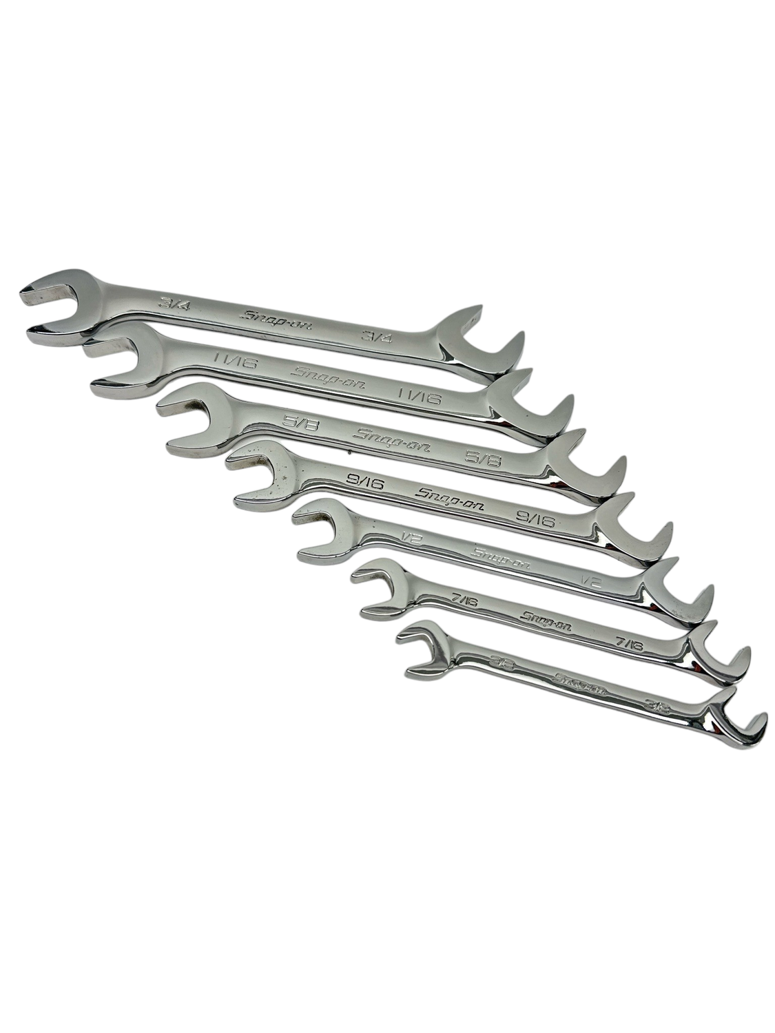 Snap On 7 pc SAE Four-Way Angle Head Open-End Wrench Set (3/8–3/4 ...