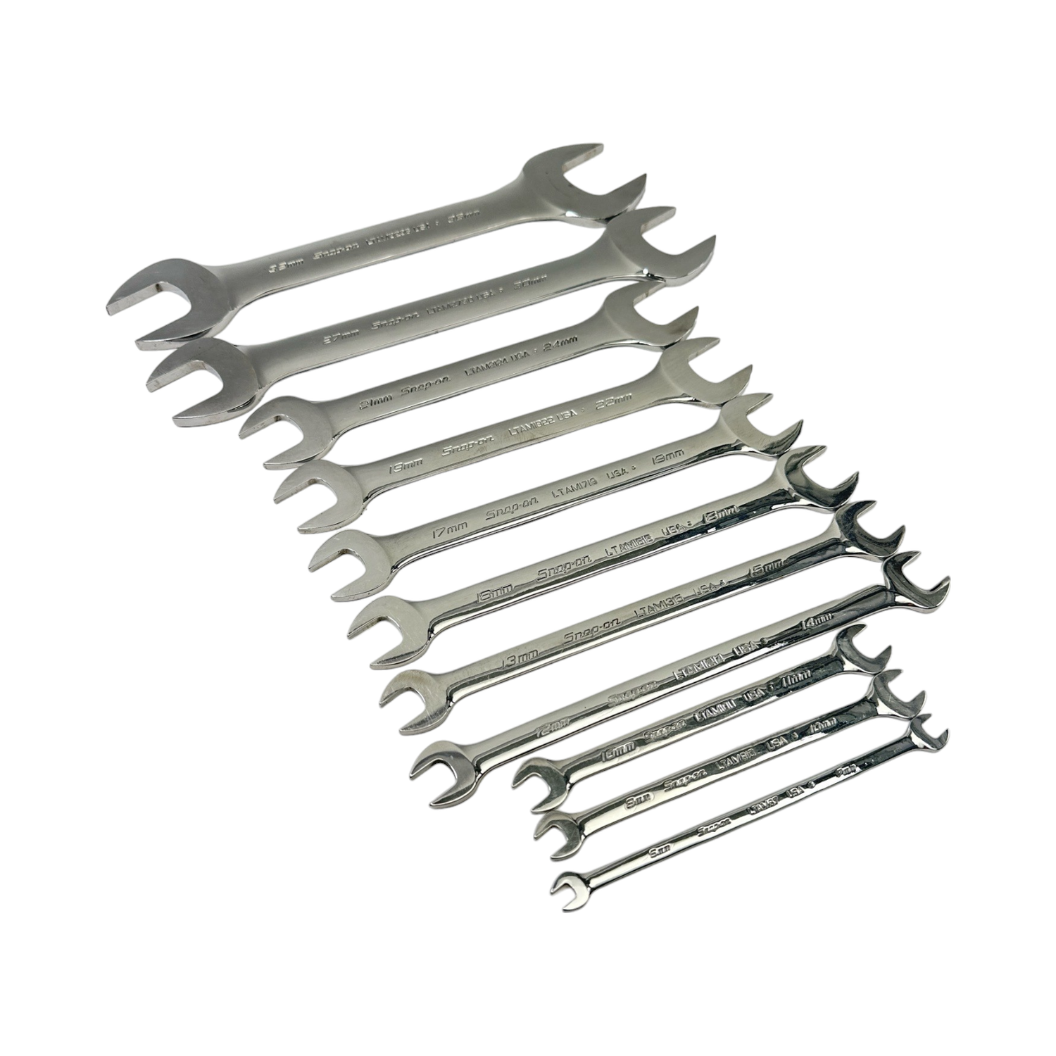 Snap On 11 pc Metric 15° Offset Low Torque Slimline Open-End Wrench Set ...