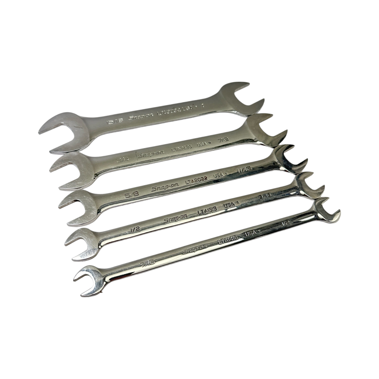 Snap On 5 pc SAE 15° Offset Low Torque Slimline Open-End Wrench Set (7/ ...