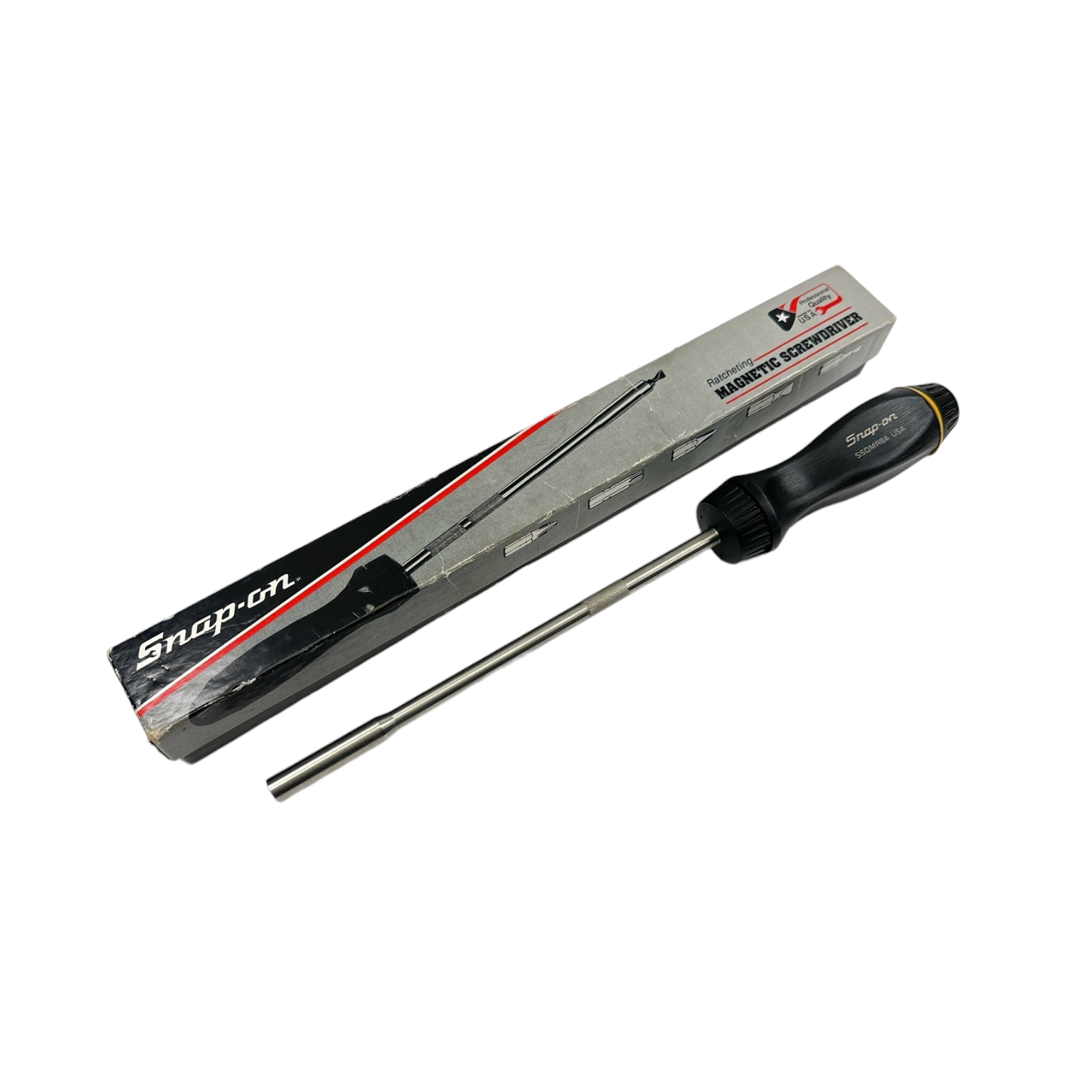 Snap On 12-15/16" Ratcheting Magnetic Long Black Screwdriver, SSDMR8A ...